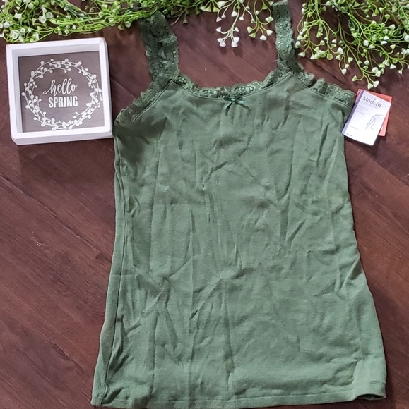 Faded Glory | Tops | Lace Trimmed Ribbed Weave Stretchfit Tank Top ...